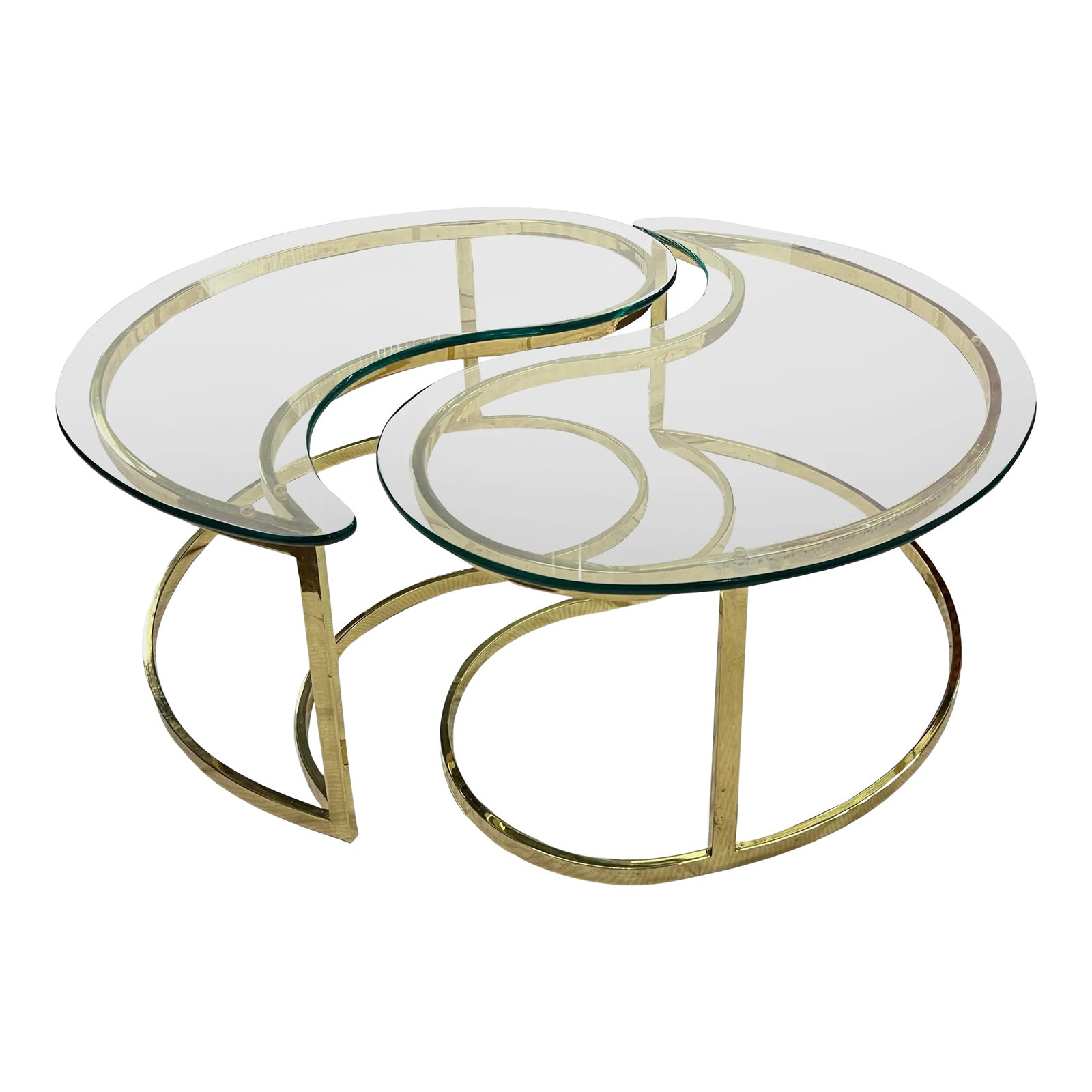Vintage Brass and Glass Matching Teardrop Tables -- a Pair | Chairish
