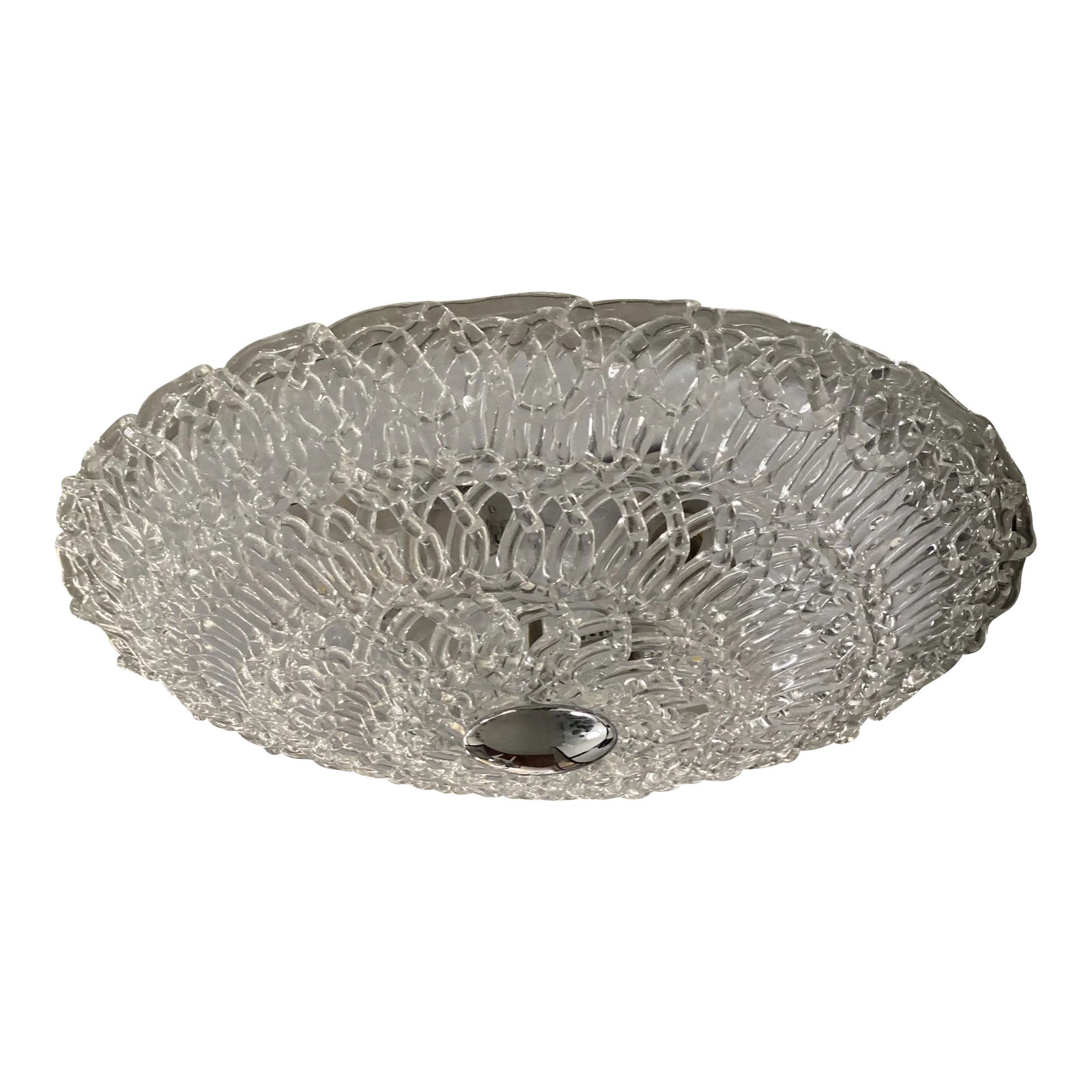 Contemporary Transparent Filigree Flush Mount in Murano Glass | Chairish