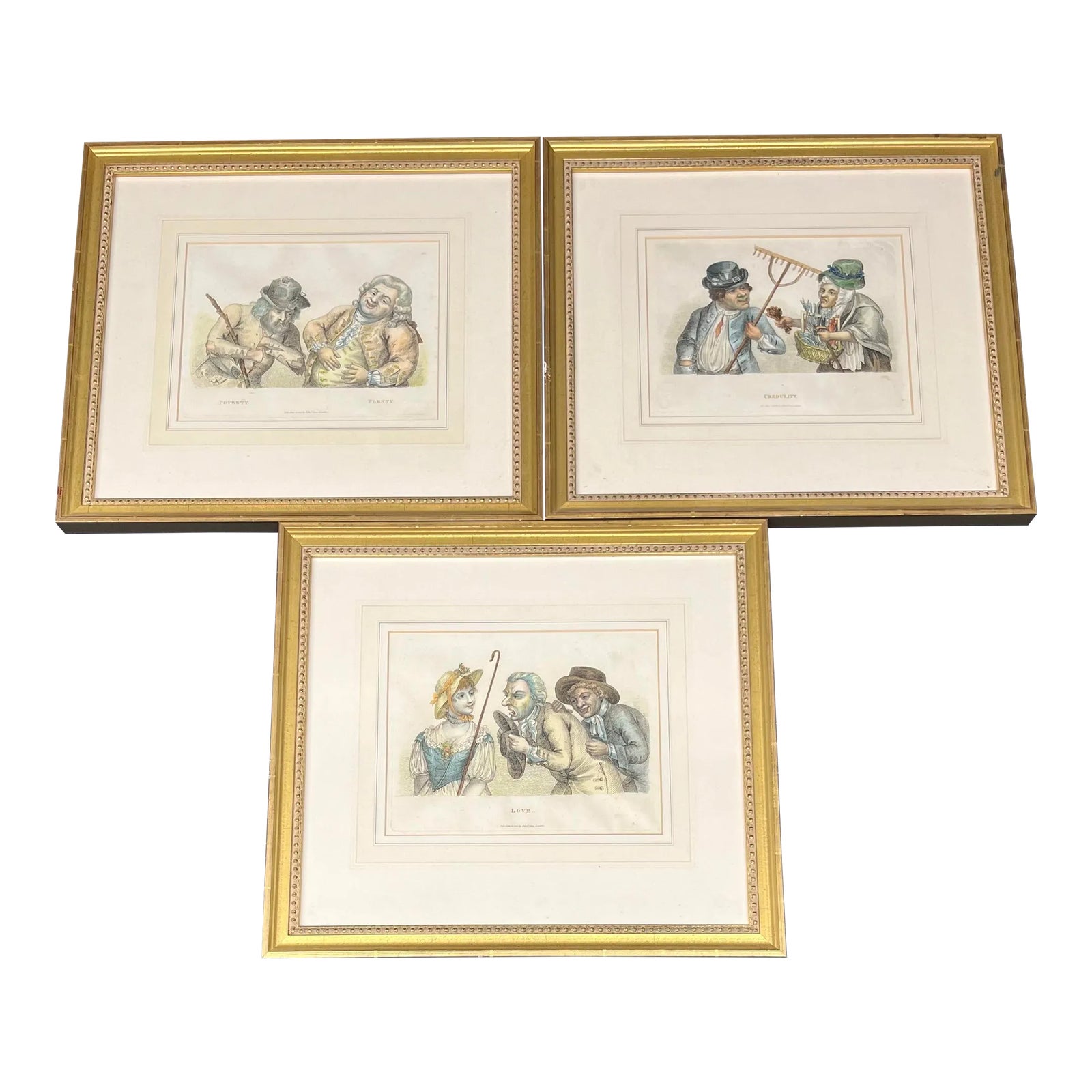 Set of Three Hand-Colored Engravings From “The Passions, Humorously ...