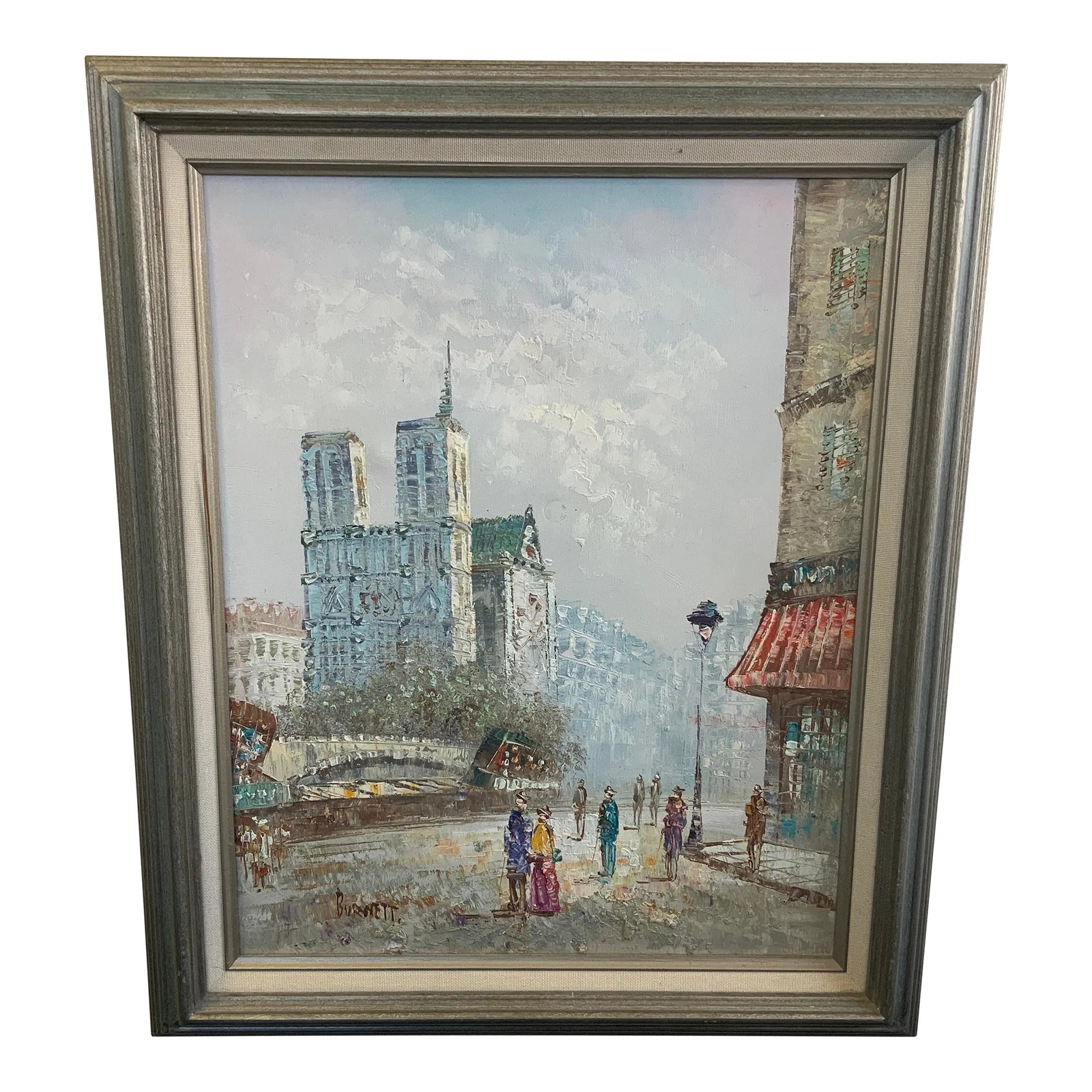 Mid 20th Century French Cityscape by Artist Burnett | Chairish