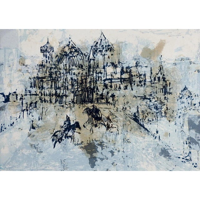 Modernist Medieval Cityscape Serigraph Print | Chairish