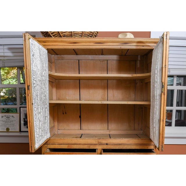 19th Century Antique English Two-Piece Pine Breakfront Cupboard Cabinet ...