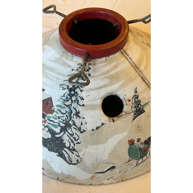 Vintage Colormatic Snow Scene Steel Christmas Tree Stand - | Chairish