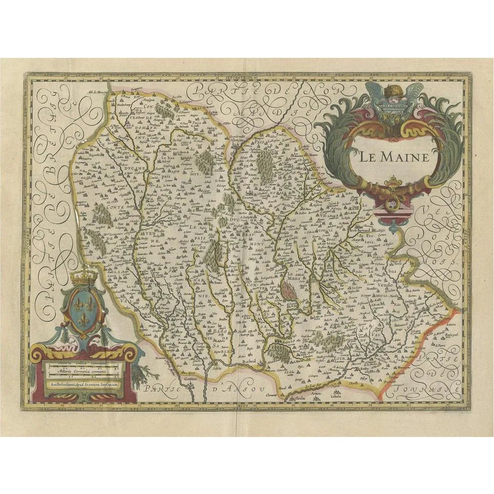 Antique Map of the French Province Maine, 1640 | Chairish