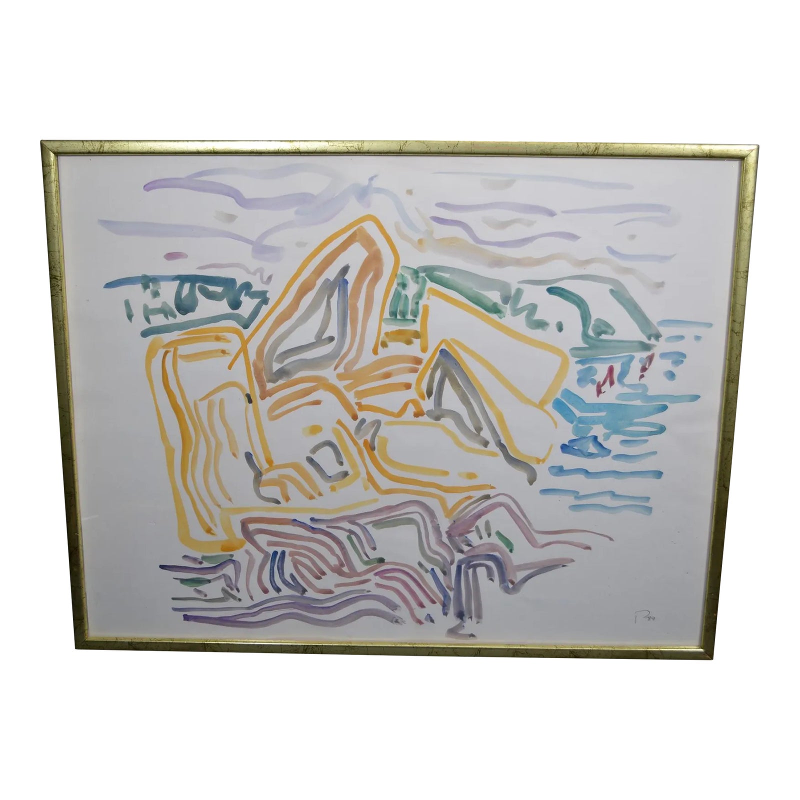 Peter Pfosi "Landscape" Watercolor Painting, Monogrammed and Dated 1987 ...