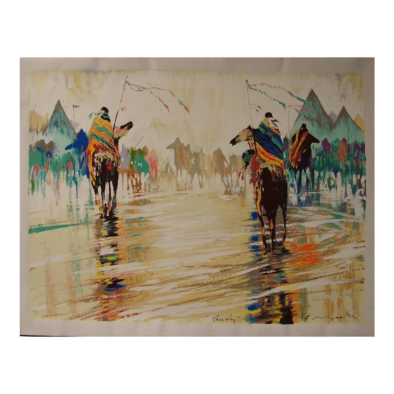 1990s "This Way" BC Nowlin Abstract Figurative Signed and Numbered ...