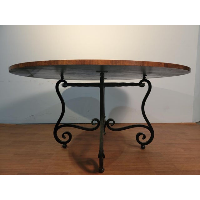Vintage Baker Furniture Co. Round Dining Room Table on Four Leg Wrought ...