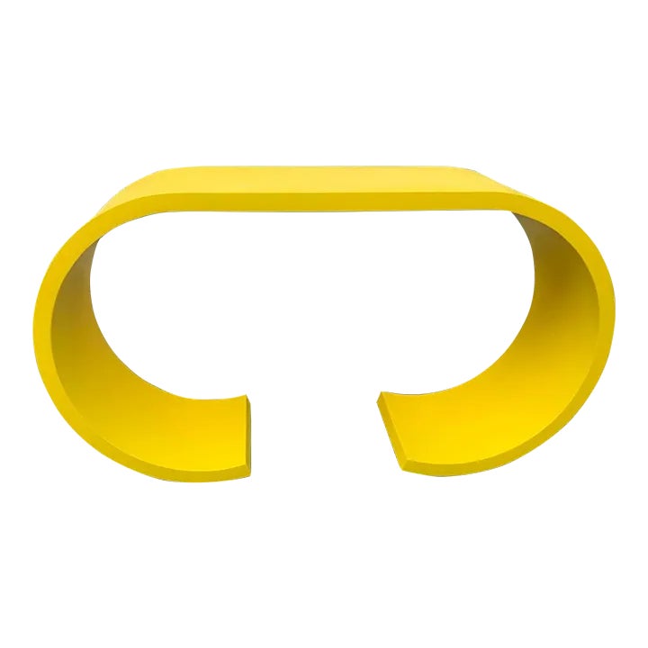 Mid Century Modern Waterfall Style Console Canary Yellow | Chairish