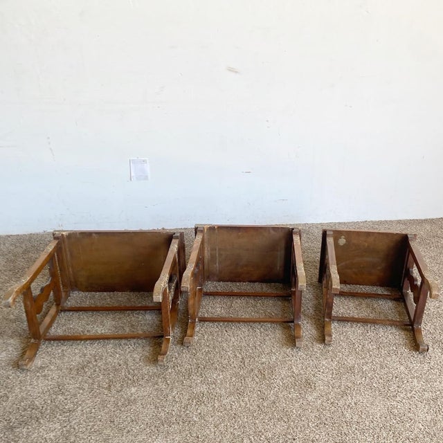 Japanese Wooden Nesting Tables With Brass Accents - Set of 3 | Chairish