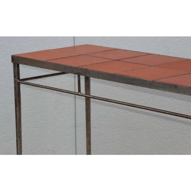 1970's Italian Iron Console Table with Impruneta Terracotta Tile ...