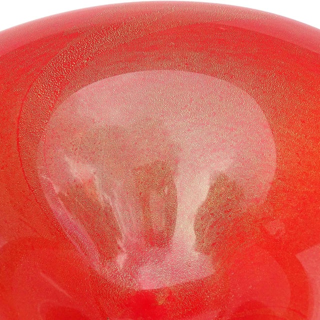 Murano Vintage Persimmon Orange Gold Flecks Italian Art Glass Flared ...