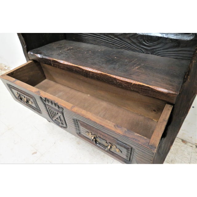 Antique Gothic French Heavily Carved Small Monks Bench | Chairish