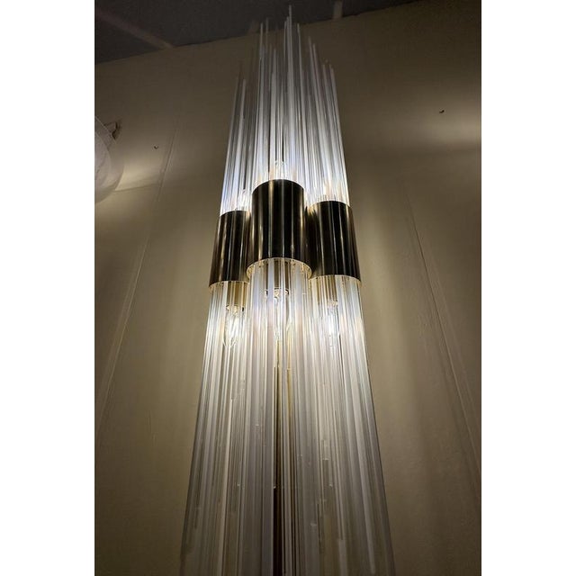 Floor Lamp Brass with Fountain of Glass Strands, Italy, 1960 | Chairish