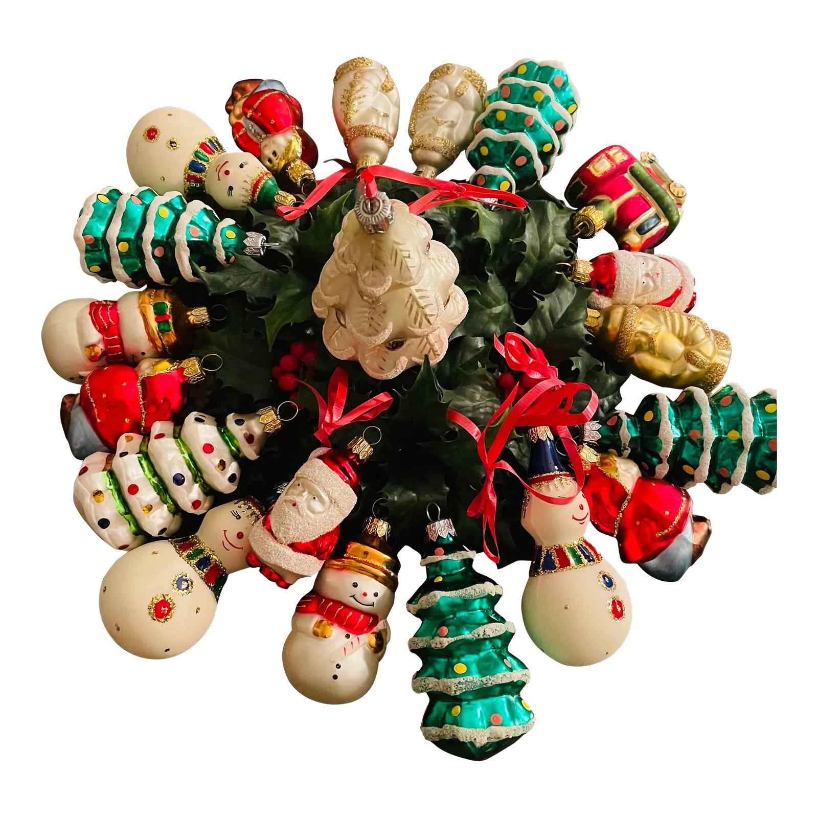 Boho 1990s Christmas Ornaments - Set of 20 | Chairish