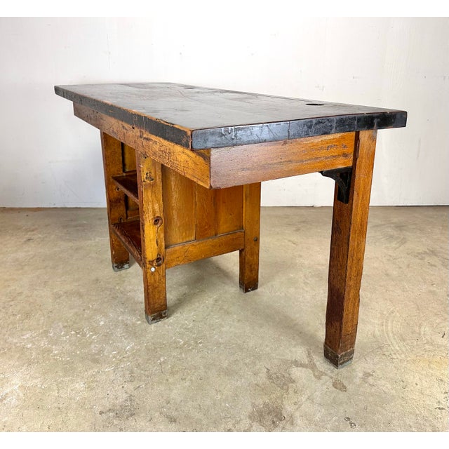 Early 20th Century Oak School Laboratory Table / Worktable / Desk ...