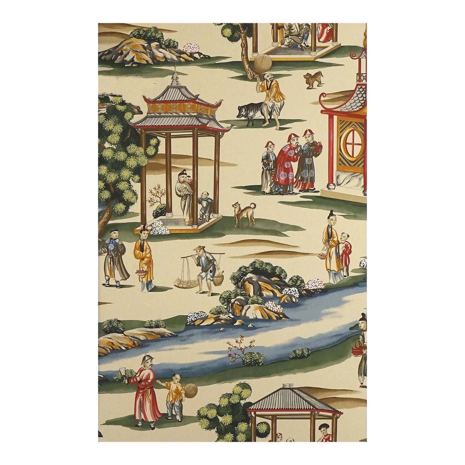 Sample - The House of Scalamandré Shanghai Wallcovering, Multi on Tea ...