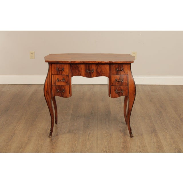 Italian Rococo Style Olive Wood Bombe Writing Desk | Chairish