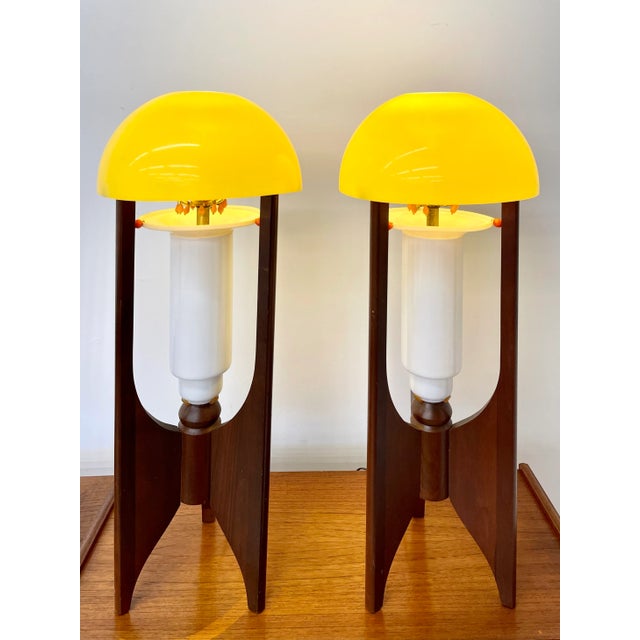 Pair Atomic-Era Inspired Mid-Century Modern Table Lamps, 1970s | Chairish