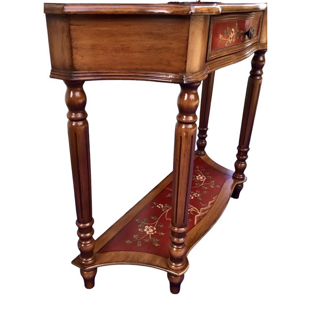 Vintage Hand-Painted English Cottage Style Hall Console Table and Oval ...