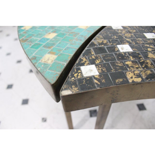 Mid Century Modern Table Set Tile Italian Mezza Luna | Chairish