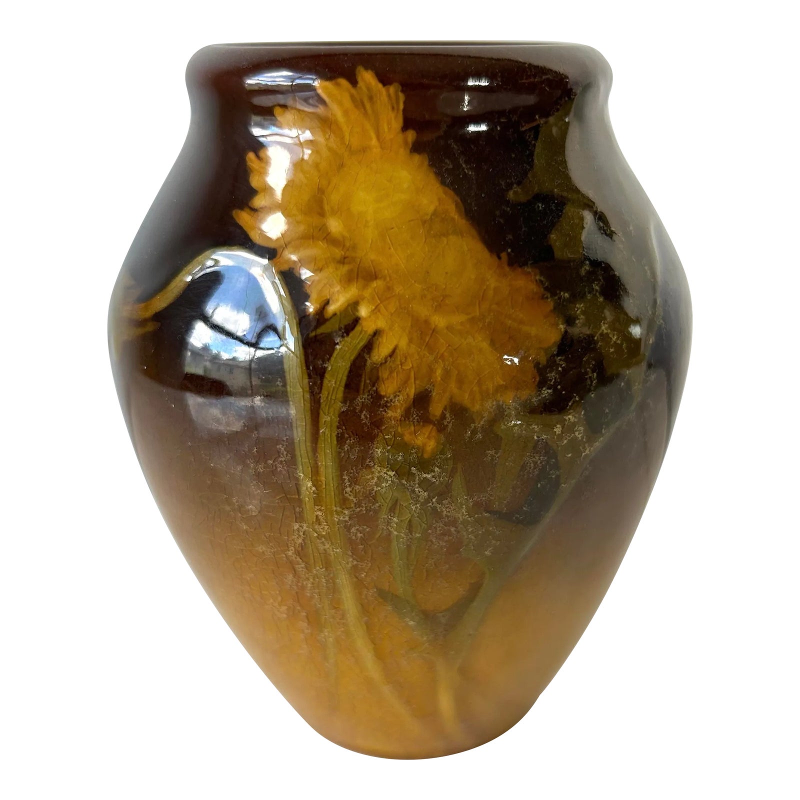 1904 Rookwood Pottery Dandelion Vase by Irene Bishop | Chairish