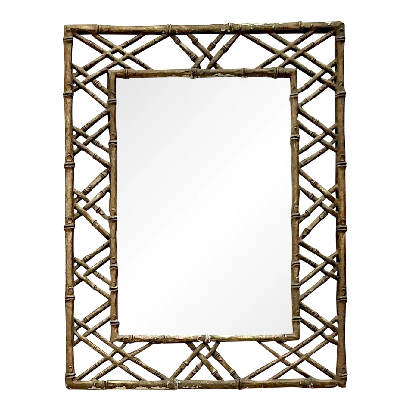 Vintage Coastal Bamboo Trellis Mirror | Chairish