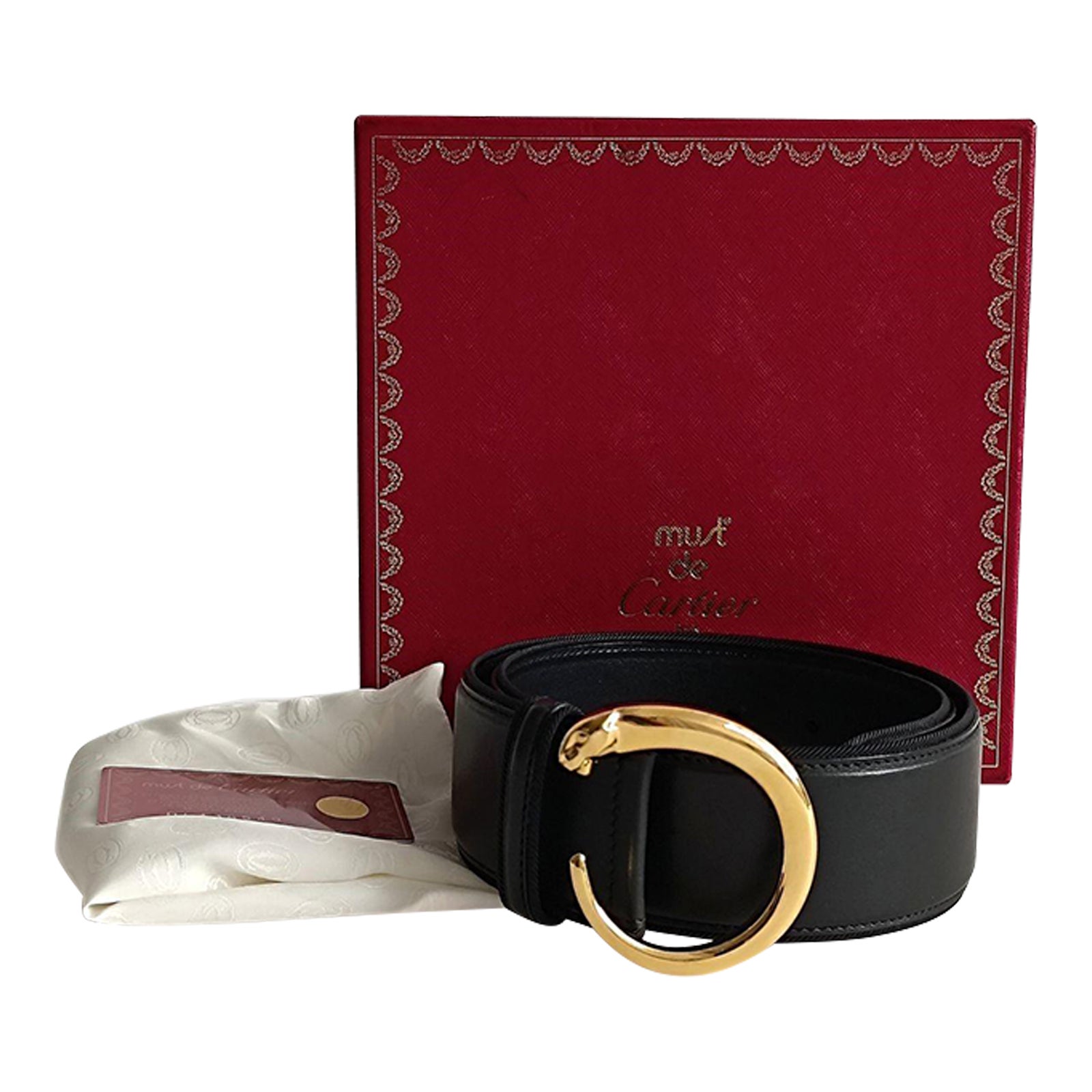 Cartier Cartier Must De Cartier Panthere Women's Belt In Black Leather ...