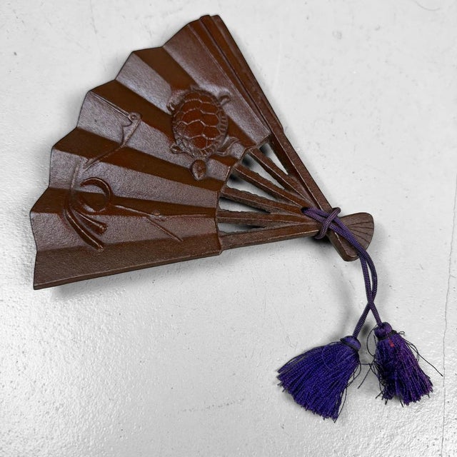 Vintage Japanese Ōgi-Gata Cast Iron Trivet, 1970s | Chairish