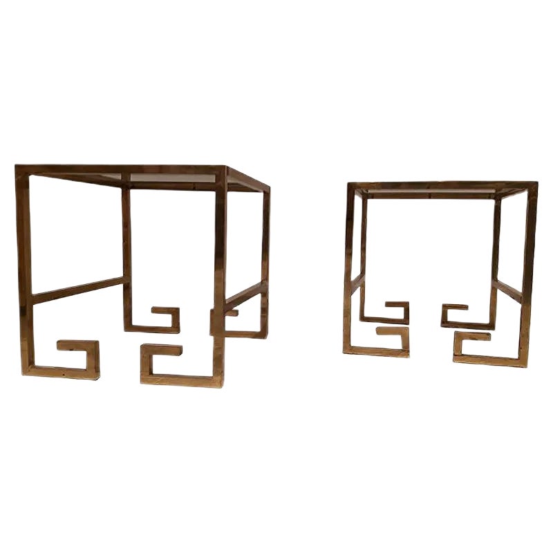 Vintage Brass G-Shaped Side Tables, Set of 2 | Chairish