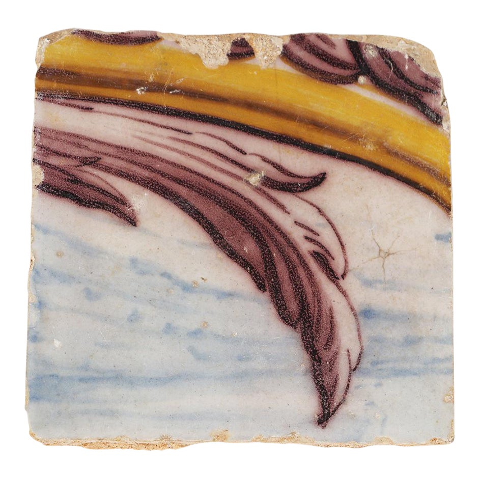 18th Century Antique Portuguese Brown, Yellow, White and Blue Baroque ...