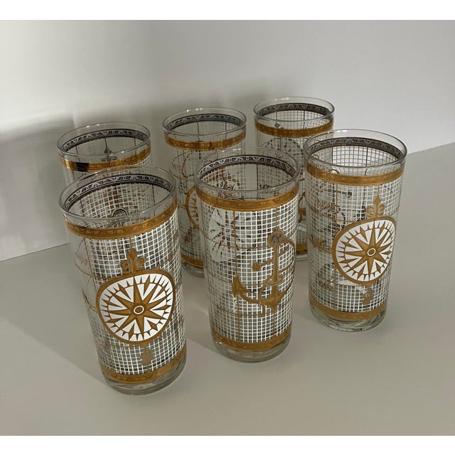 Vintage Georges Briard Nautical Highball Glasses Set of 6 | Chairish