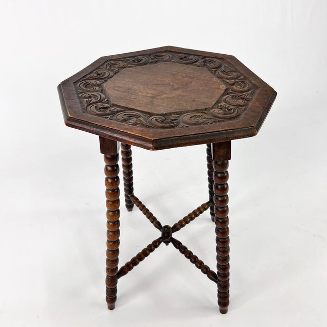 Vintage Bubble Leg Side Table in Oak, 1920s | Chairish