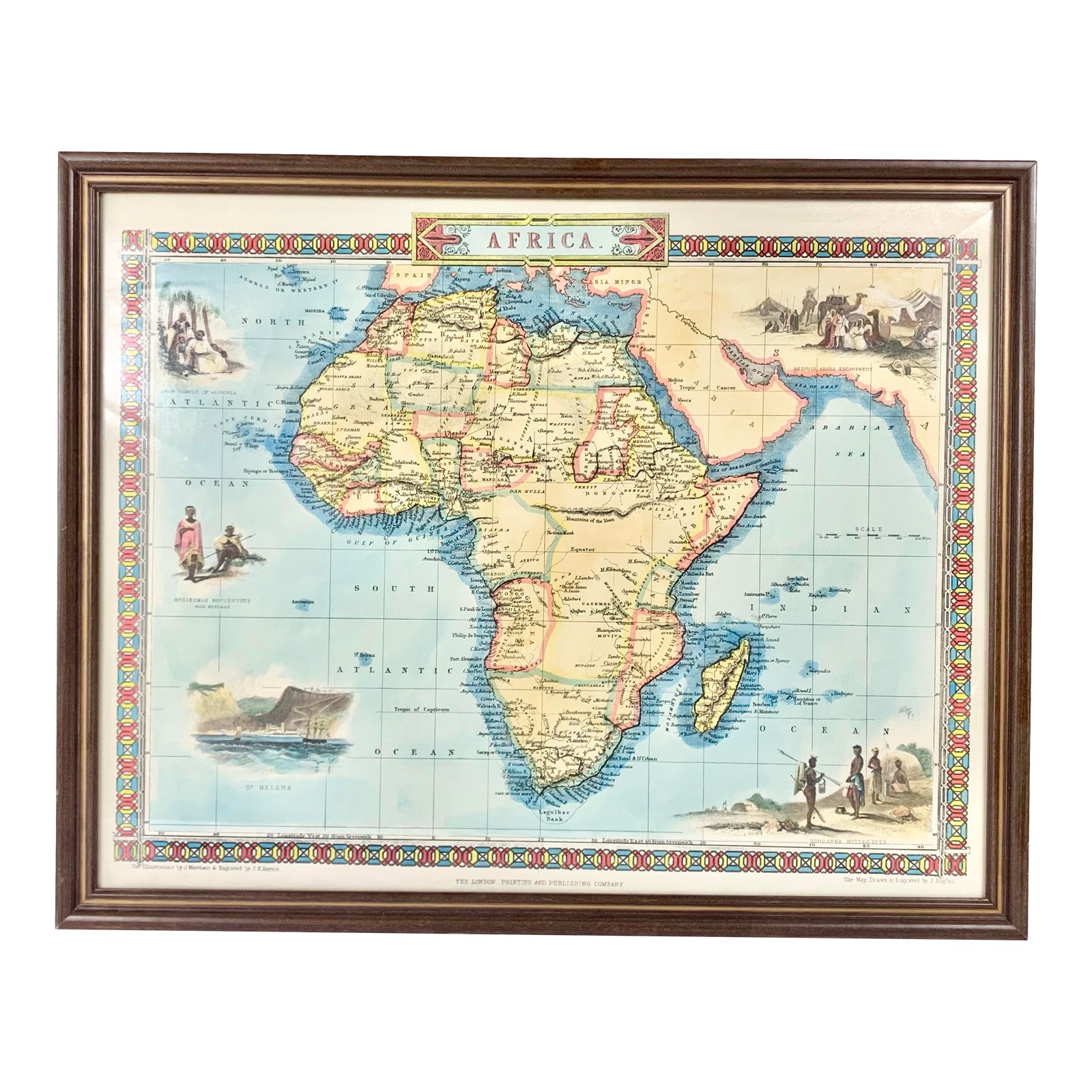 Vintage Framed African Map | Chairish