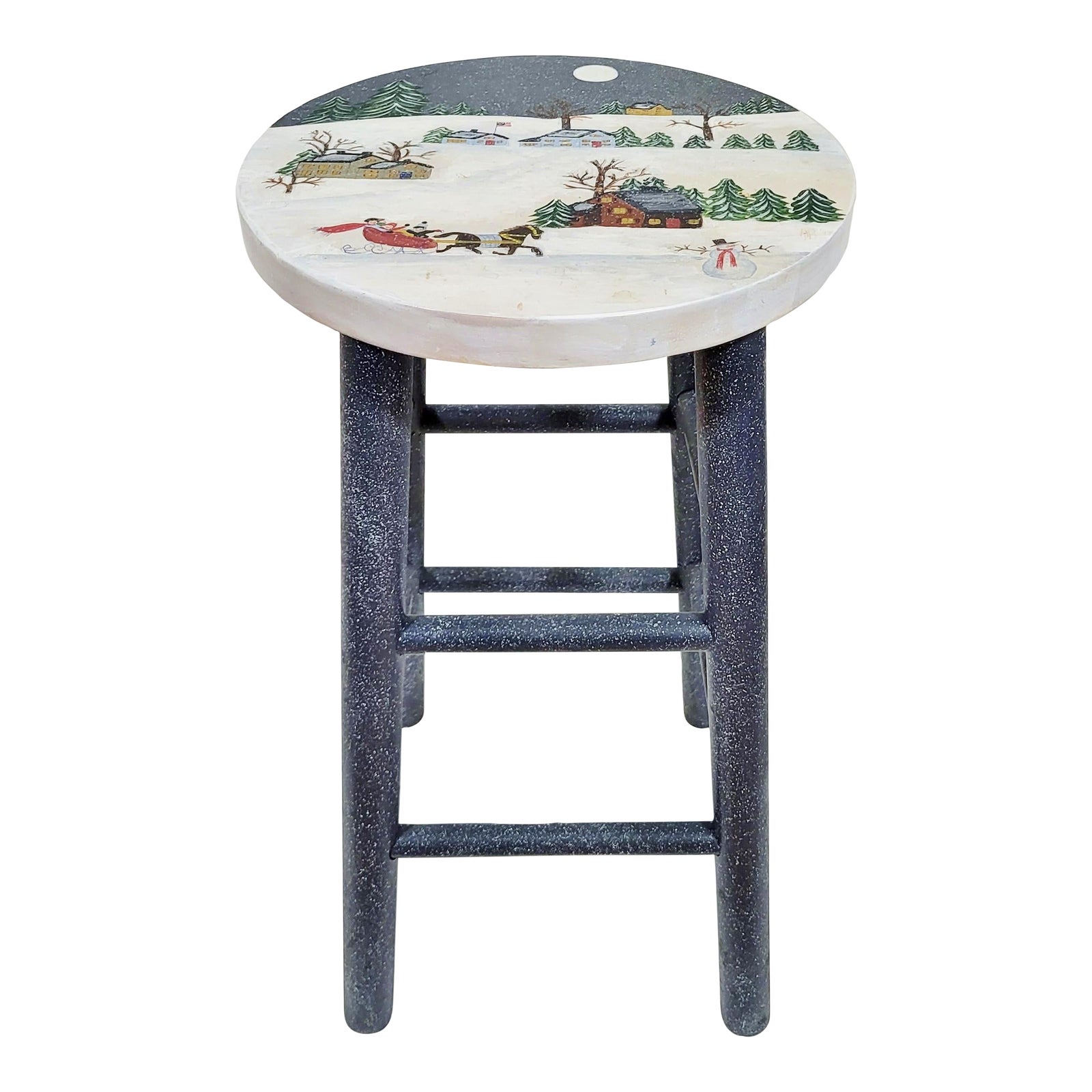 Vintage Artist Painted & Polychromed Modern Whimsical Christmas Bar ...