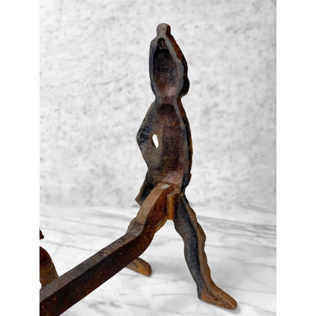 Antique Traditional Cast Iron Hessian Soldier Fireplace Andirons - a ...