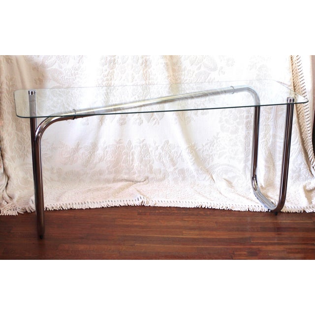 1960s Modern Chrome Tube Table With Glass Top | Chairish