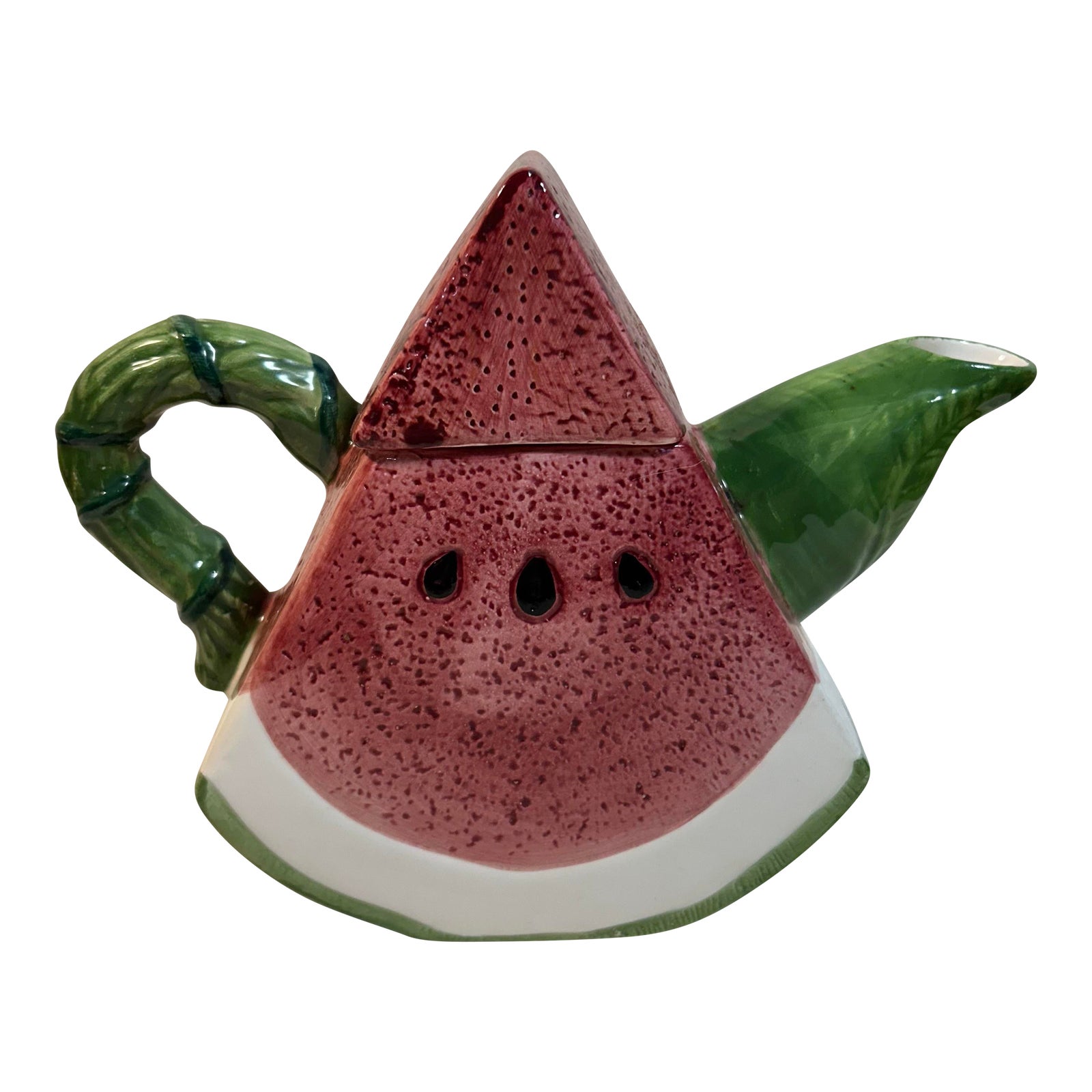 Vintage 1990’s Watermelon Slice Ceramic Teapot | Chairish