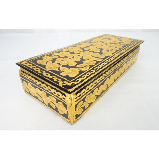1960s Vintage Black & Gold Lacquer Burmese Box | Chairish