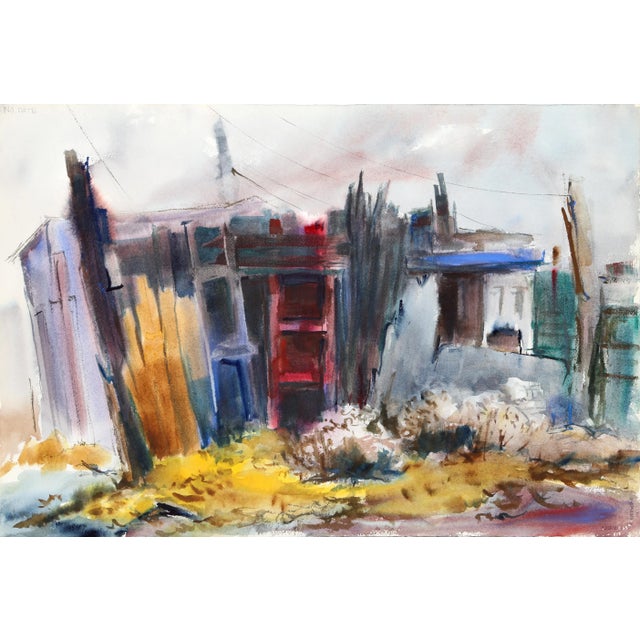 1960s "Ruined Shack P5.20" Watercolor Painting by Eve Nethercott | Chairish