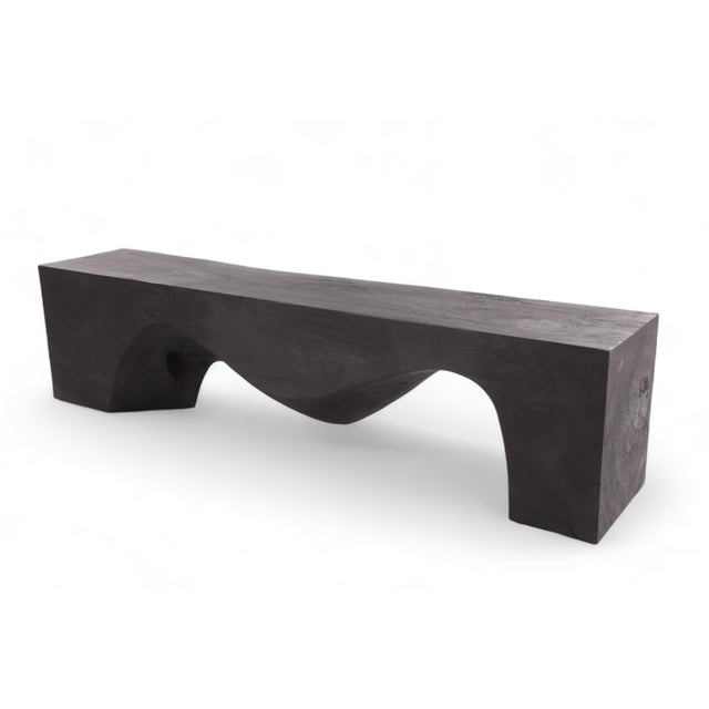 71" Inch Long Modern Black Sculpture Bench - 4 | Chairish