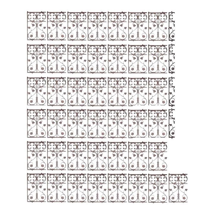 English Neo-Gothic Revival Cast Iron Fence Railings Panels - 47 Pieces ...