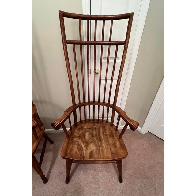 Late 20th Century Set of 4 Stylized High Back Windsor Dining Arm Chairs ...