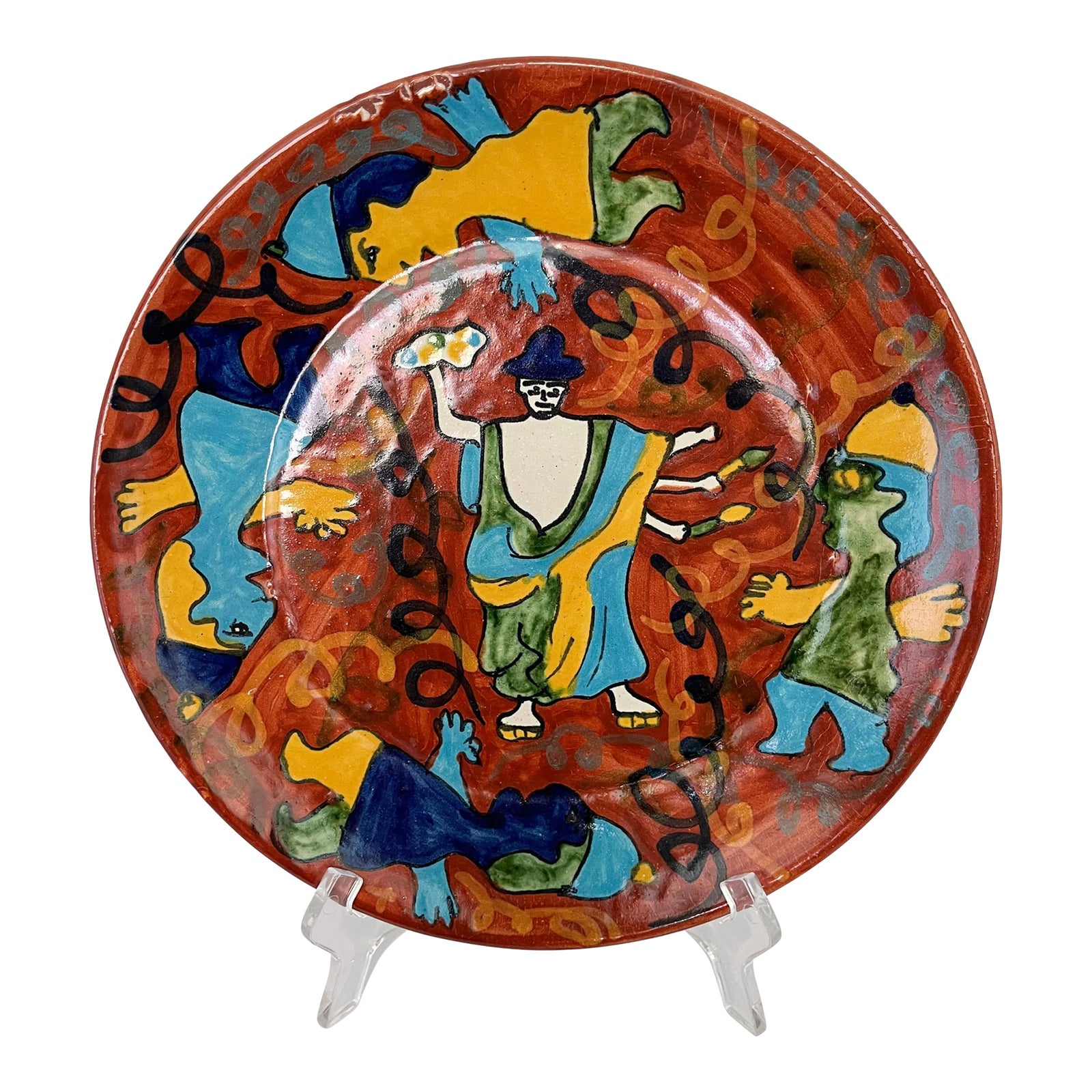 Vintage Mexican Folk Art Plate | Chairish