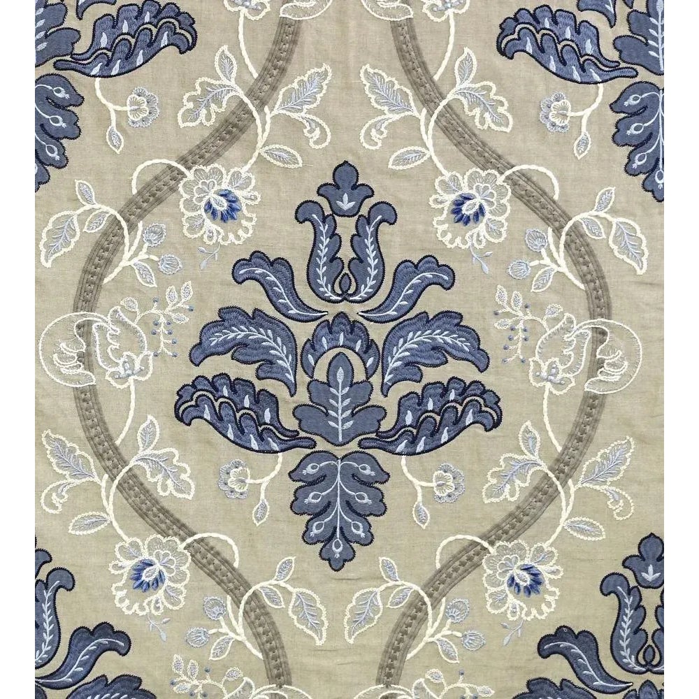 Sample - The House of Scalamandré Isabella Embroidery Fabric, Porcelain ...