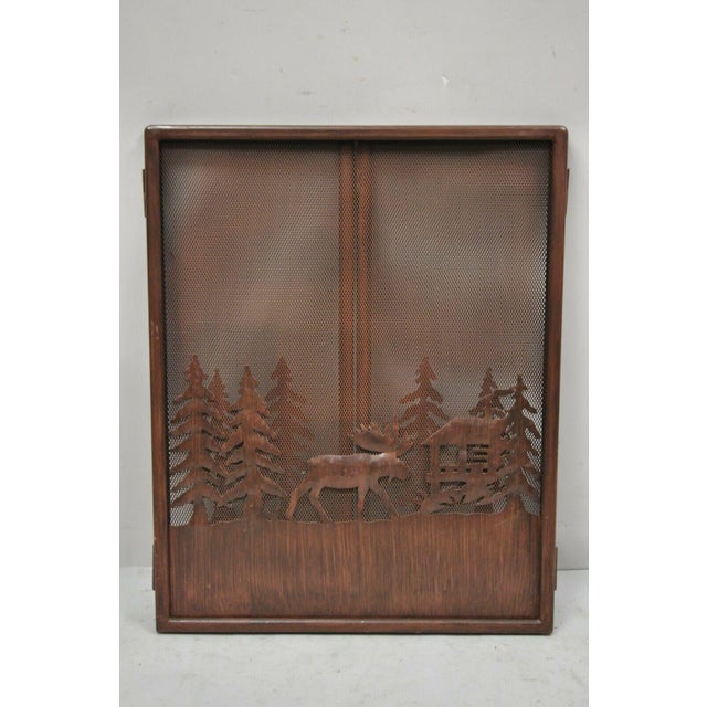 Moose Wilderness Log Cabin Rustic Iron Folding Fireplace Mantle Screen ...