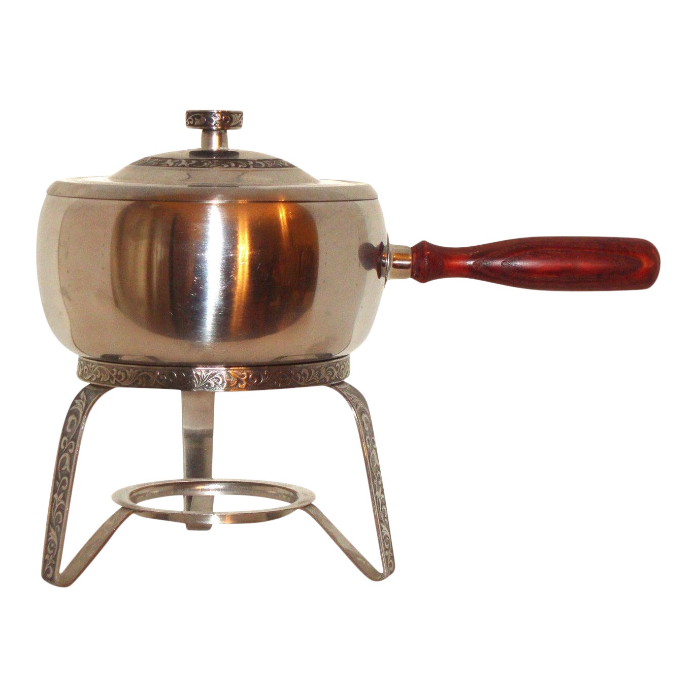 Vintage Greek Key Stainless Steel Pot | Chairish