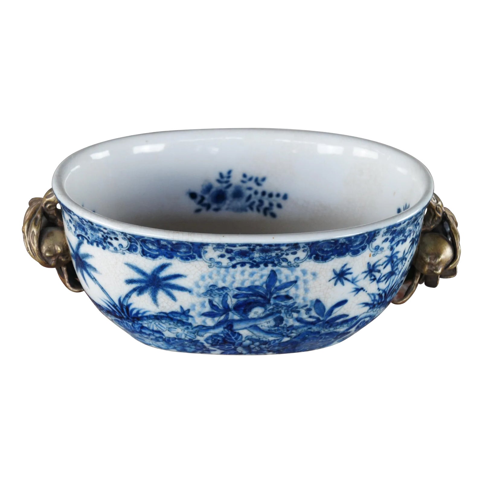 Vintage United Wilson Porcelain & Bronze Mounted Cache Pot Serving Bowl ...