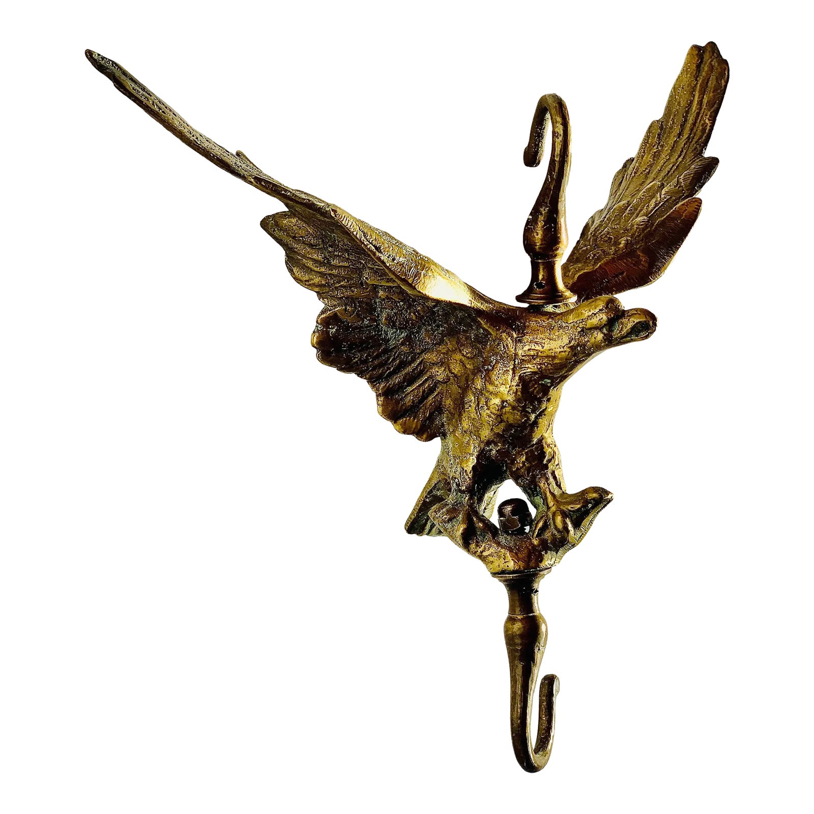 Rare Vintage Solid Cast Brass Eagle Fireplace Flue/Damper Pull With 2 ...
