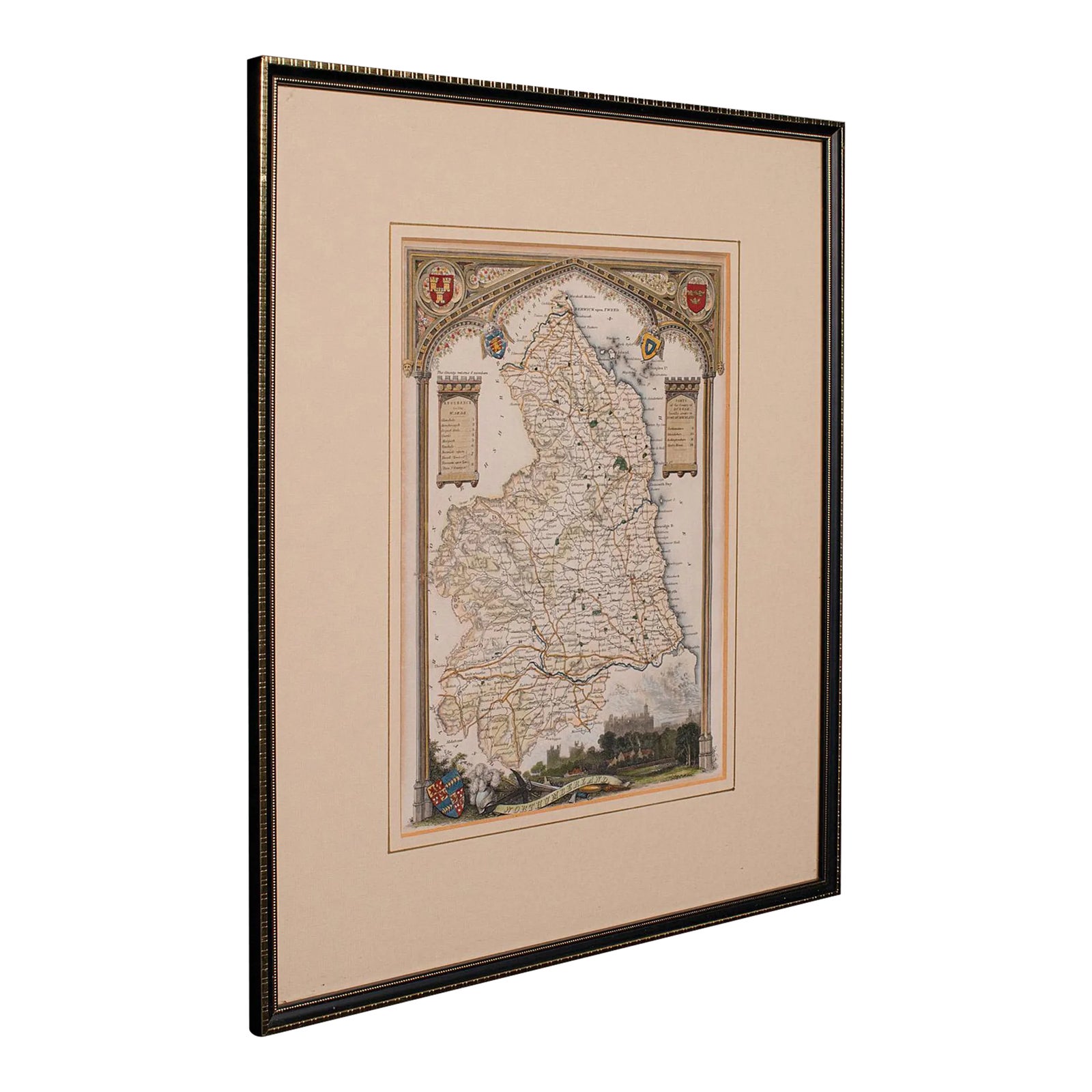 1850's Antique Lithography Map Northumberland | Chairish