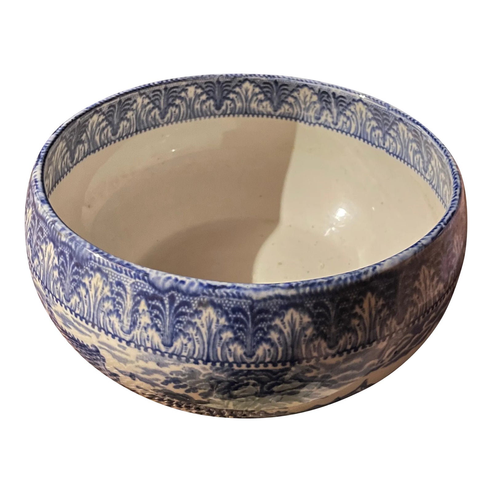 1910s Cauldon Blue and White "Chariot" Pattern Staffordshire Bowl ...